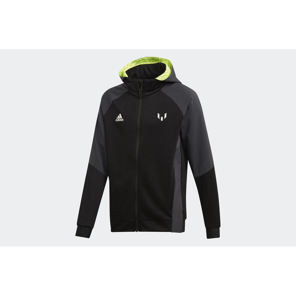 Bluza adidas Messi Full-Zip Hoodie ED5722 dziecięca, czarno-szara